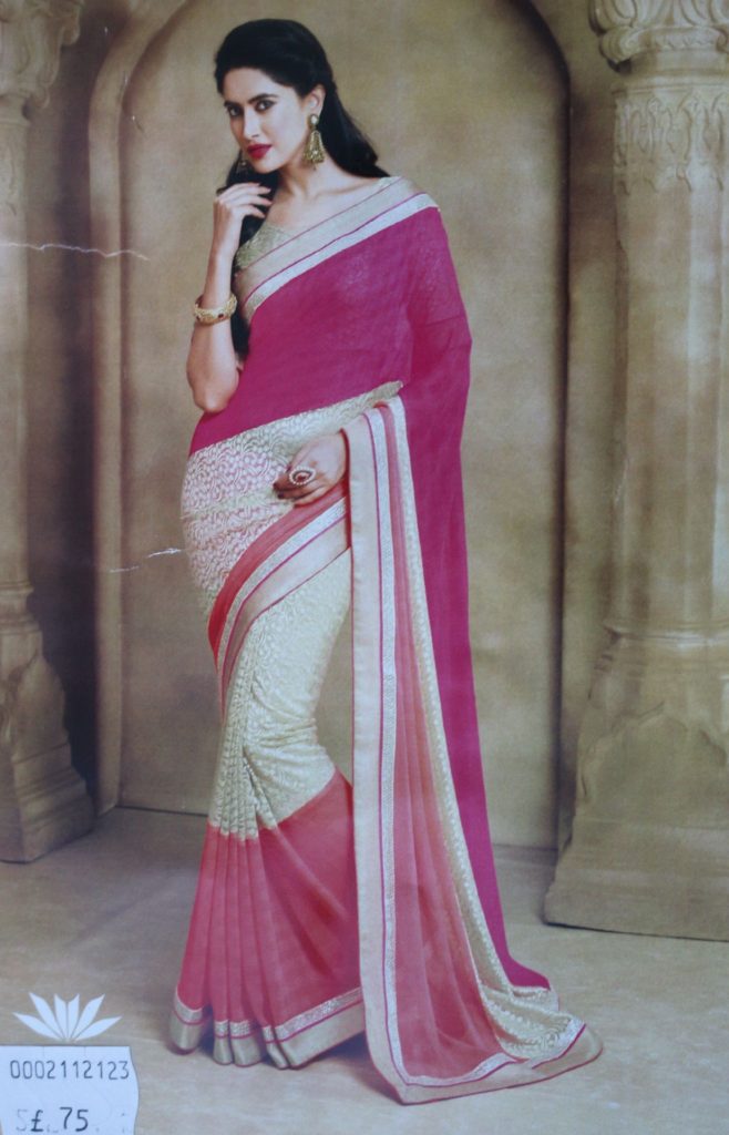 Red /Orange Sari with Half-Half Thread Work